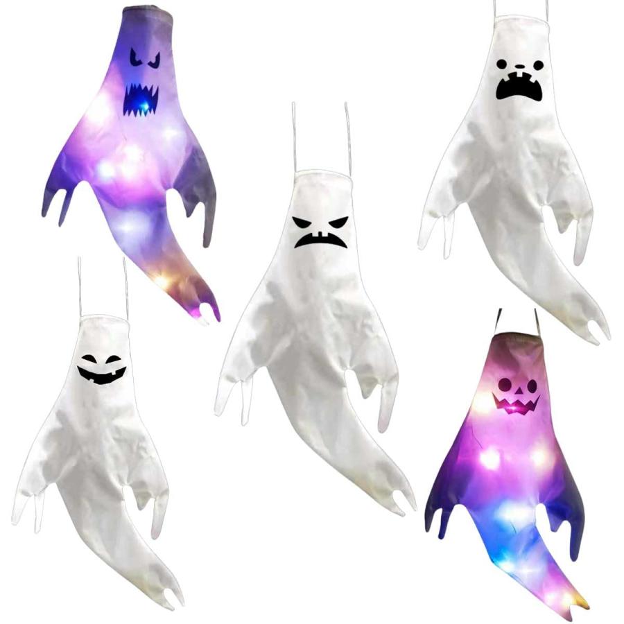 monoii ハロウィン 飾り お化け ゴースト オーナメント 吊り下げ 幽霊 電飾 ガーランド 光る LED 部屋 装飾 雑貨 e0657 ...