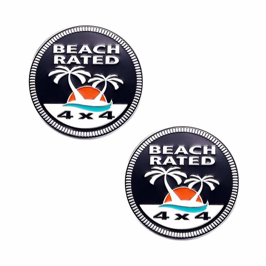 2Pcs Rated Emblem Beach Rated Car Emblem 4 x 4 Metal car Badges 並行輸入品 ...