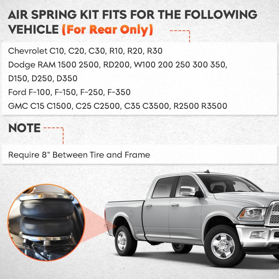 【並行輸入品】エアサスペンションバッグキット 5000ポンド 1969 2002 シボレー C10 C30 R10 R30 Dodge D150 : Best Style - 通販 ...