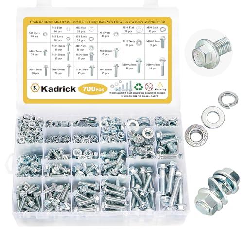 【並行輸入品】Kadrick フランジ六角ボルトとナットキット 700個 M6 x1.0 M8 x1.25 M10 1.5 メトリックボルト ...