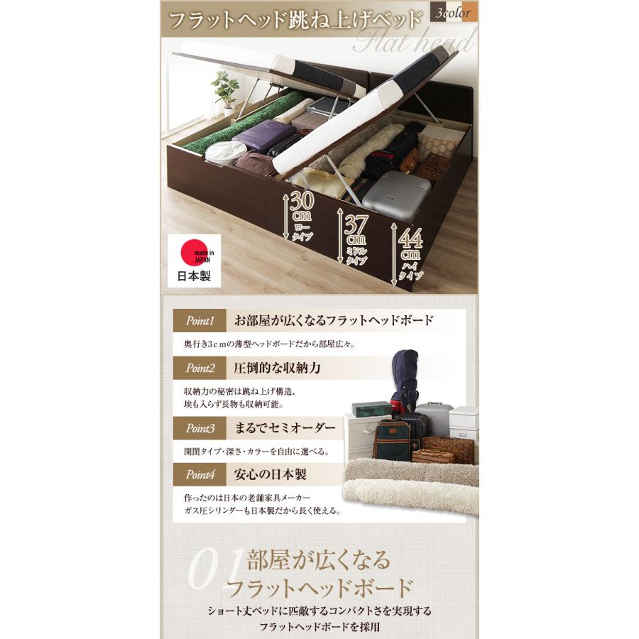 〔組立設置付き〕 収納 ベッド 通常丈 シングル 跳ね上げ式 横開き ロータイプ 深さ30cm 国産薄型ポケットコイルマットレス付き フラットヘッド 日本製 国産... : RASIK(ラシク ...