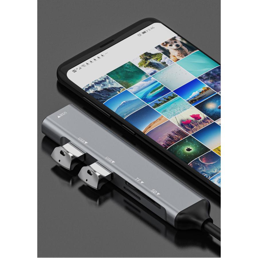 USBハブ Type-Cハブ 5in1 USB3.0 USB2.0 SDカードリーダー microSD 変換 アダプタ 変換ケーブル タイプC ノートPC Chromebook surface ...