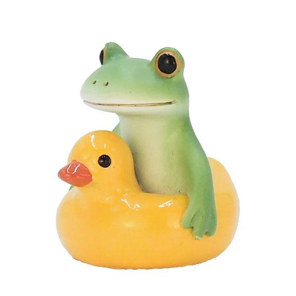 Copeau コポー アヒル浮き輪とカエル 小物 オブジェ カエル 置き物 置物 蛙 フロッグ FROG ガーデン雑貨 インテリア雑貨 マスコット ミニチュア : ベストライン - 通販 ...