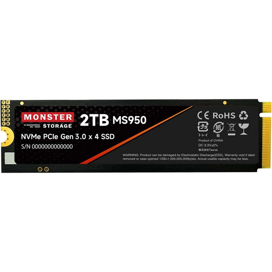 Monster Storage NVMe 2TB SSD PCIe Gen3×4 M.2 Type 2280 内蔵 3D NAND 国内正規品 ...