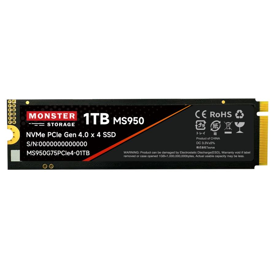 Monster Storage 1TB NVMe SSD PCIe Gen 4×4 最大読込: 7,400MB/s 最大書き：6,600MB ...