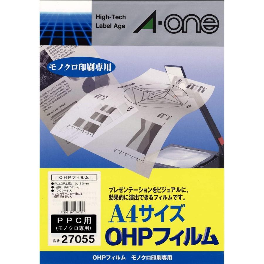 エーワン OHPフィルム コピー機用 A4 ノーカット 100シート 27055 : ベストワン - 通販 - Yahoo!ショッピング