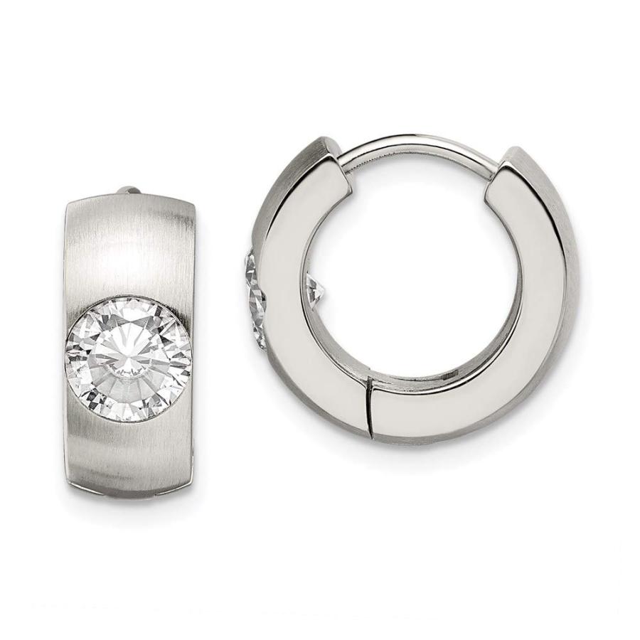 Stainless Steel Cubic Zirconia Brushed and Polished Round Shape 並行輸入品 ...