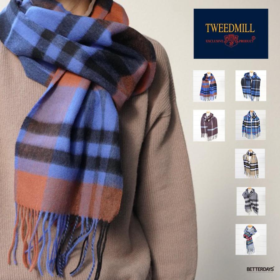 TWEED MILL スカーフ ユニセックス マフラー ストール ツイードミル チェック柄 無地 tweedmill【国内正規品】25×190 : BETTER DAYS ベターデイズ ...