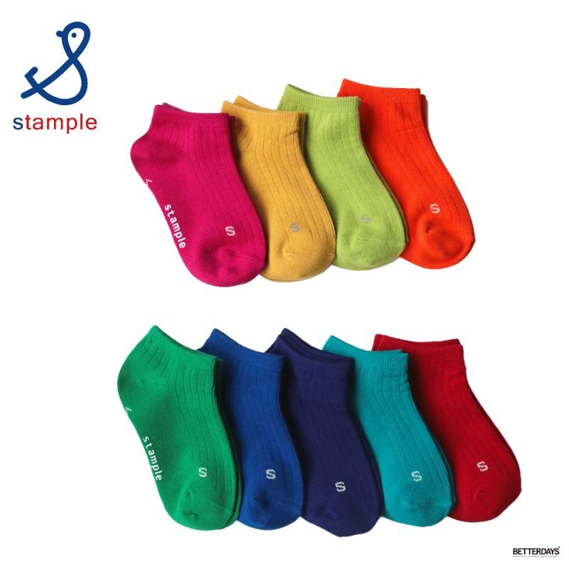 stample 靴下 キッズ スタンプル Stample アクセントカラー アンクルソックス 1足 単品 男の子 女の子 ジュニア レディース 無地 ワンポイント 全9色 13-25cm ...
