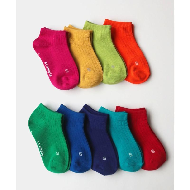 stample 靴下 キッズ スタンプル Stample アクセントカラー アンクルソックス 1足 単品 男の子 女の子 ジュニア レディース 無地 ワンポイント 全9色 13-25cm ...