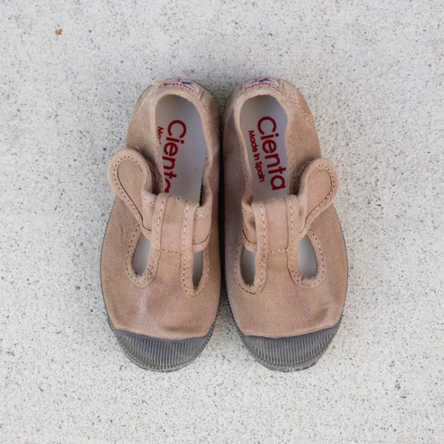 Cienta 【25AW 一部予約 9月末頃入荷予定】ベルクロ Tストラップ スニーカー キッズ シエンタ ムラ染め シューズ ブラックソール 13-21cm【国内正規品】 N77777 ...