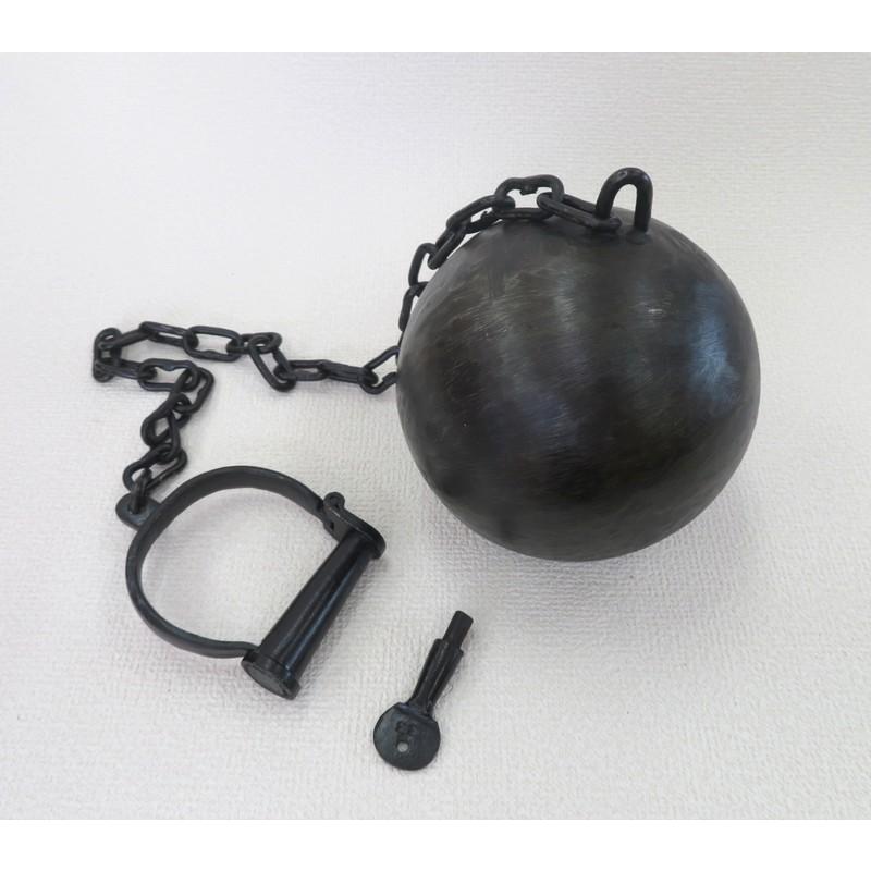 鉄製 鉄球付きシングルハンドカフ 手錠 鍵 カギ 錠前 黒 牢屋 牢獄 囚人 撮影 小道具 中世 ヨーロッパ 西洋 アンティーク single handcuff : B&E ZIPANG ...