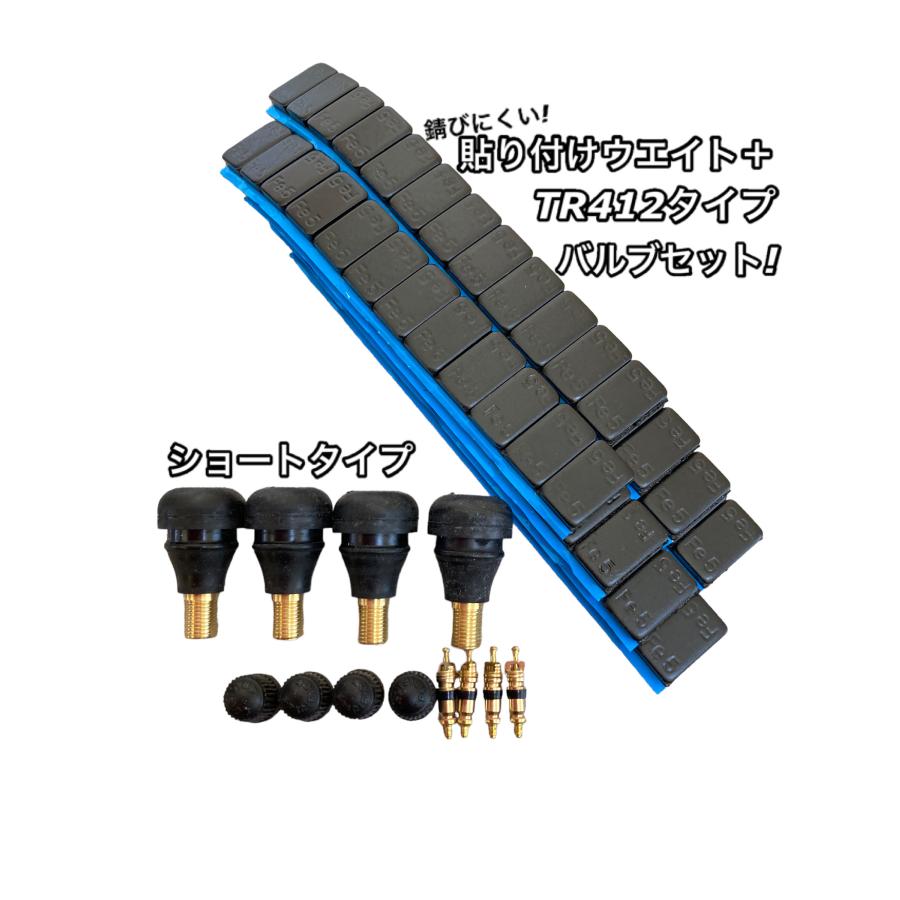 TR-412 TR412 エアバルブ 4個 ゴムバルブ 貼り付け ウエイト 480g ブラック バイク 車 ショート タイヤ交換 チェンジャー キャップ レーサー :bmp214:BGR ...