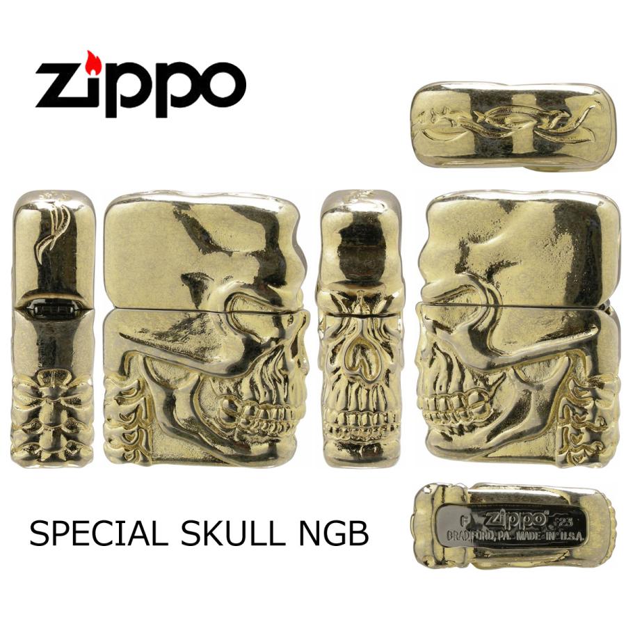 zippo ジッポ ジッポー SPECIAL SKULL NGB スペシャル スカル ゴールドニッケル フラットボトム ドクロ 骸骨 【名入れ不可商品】 :wzip-k-spskull-ngb ...