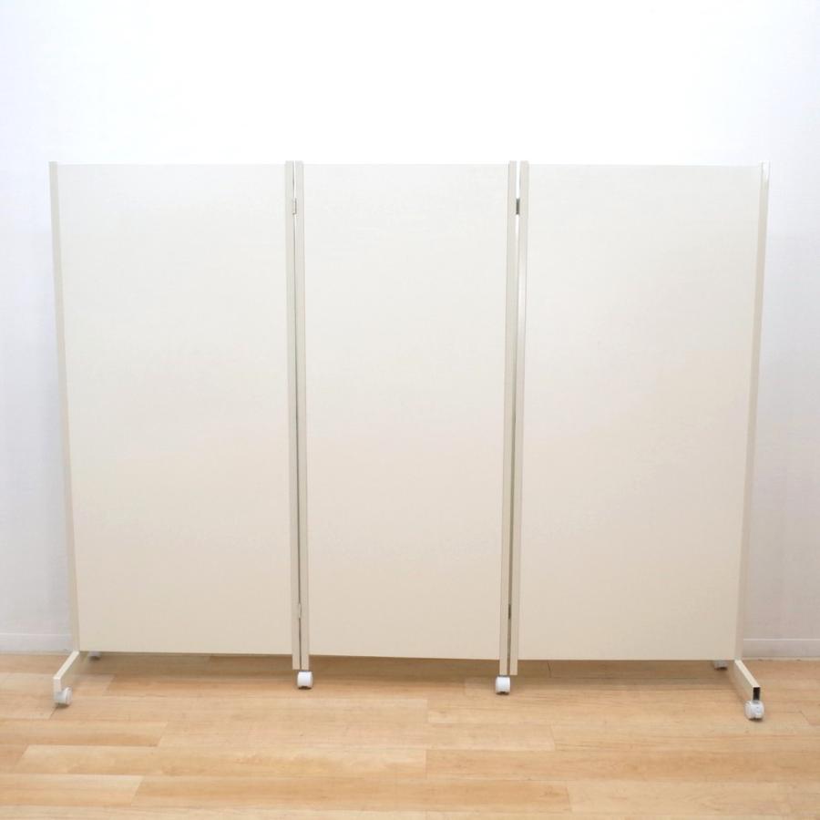 3連ローパーテーション 全長1870mm ホワイト 連結式 衝立 間仕切り パネル パーティション 折畳 キャスター KK15021 中古オフィス家具 : ビックリユース Yahoo!店 ...