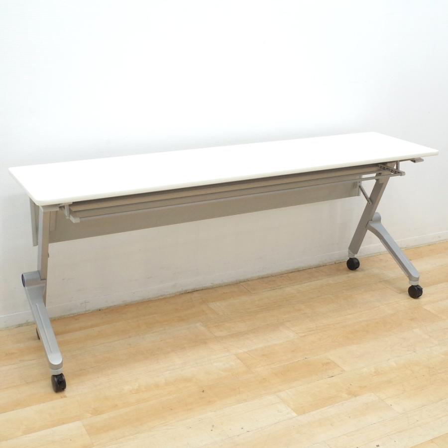 ライオン事務器 会議テーブル ライオン LION スタックテーブル QL-1845R-W W1800 D450 H720 ホワイト フォールド ミーティングテーブル 会議室 KK18059 ...