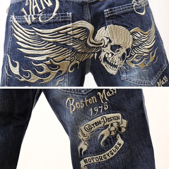 VANSON（バンソン） デニムパンツ ウイングスカル 髑髏 sp-b-14