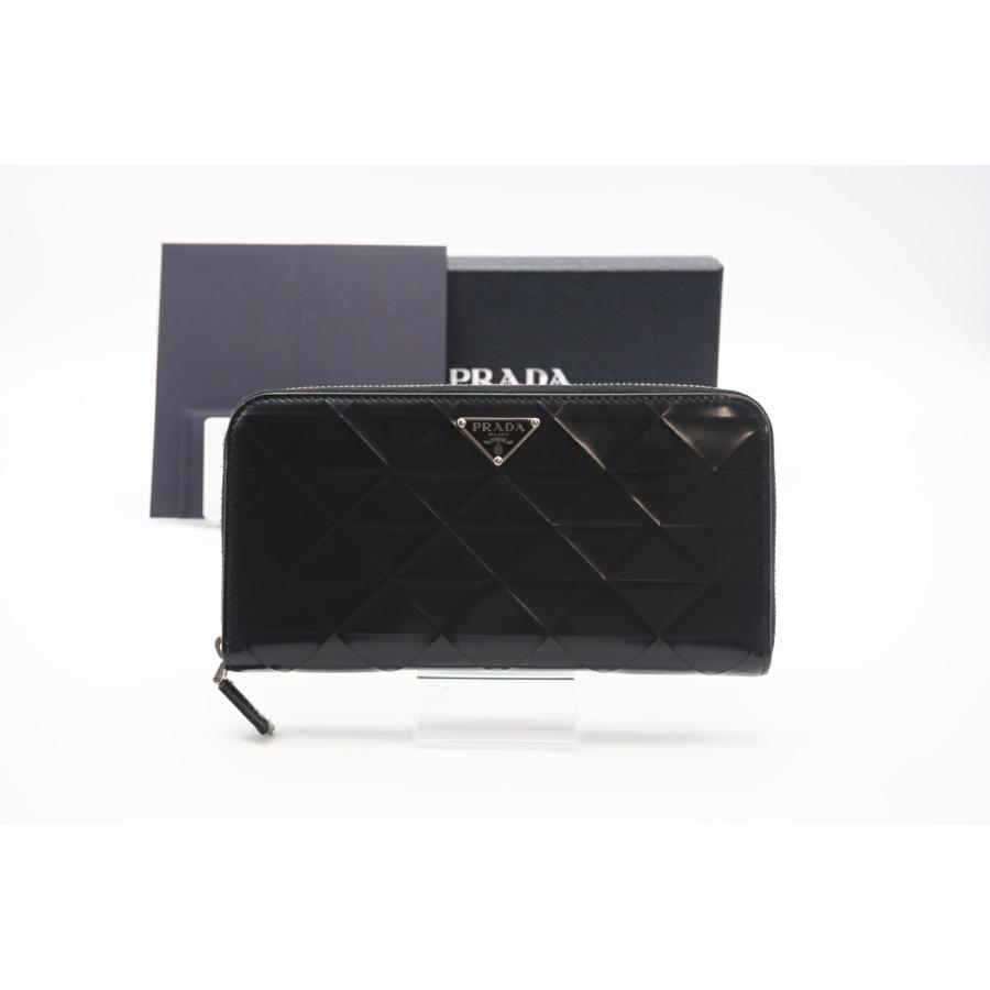 ☆安心の3大保証☆ ABランク ≪PRADA プラダ/ラウンドファスナー長財布≫ 2ML317 トライアングルロゴ ブラッシュドレザー ...