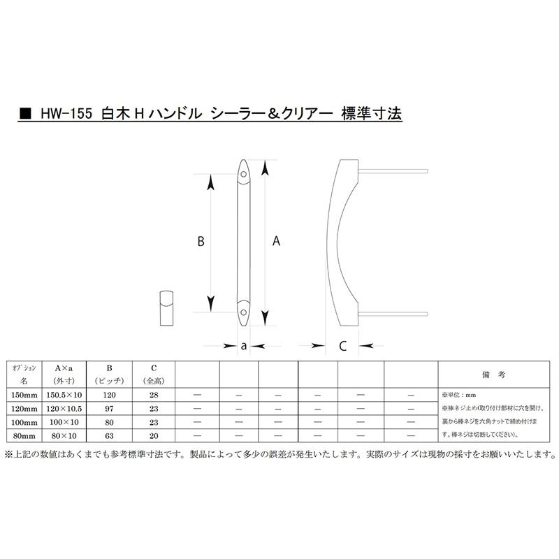 2本入 BIDOOR(ビドー) HW-155 白木Hハンドル シーラー&クリアー 150mm(ピッチ120) : 建築金物通販ビドーパル ...