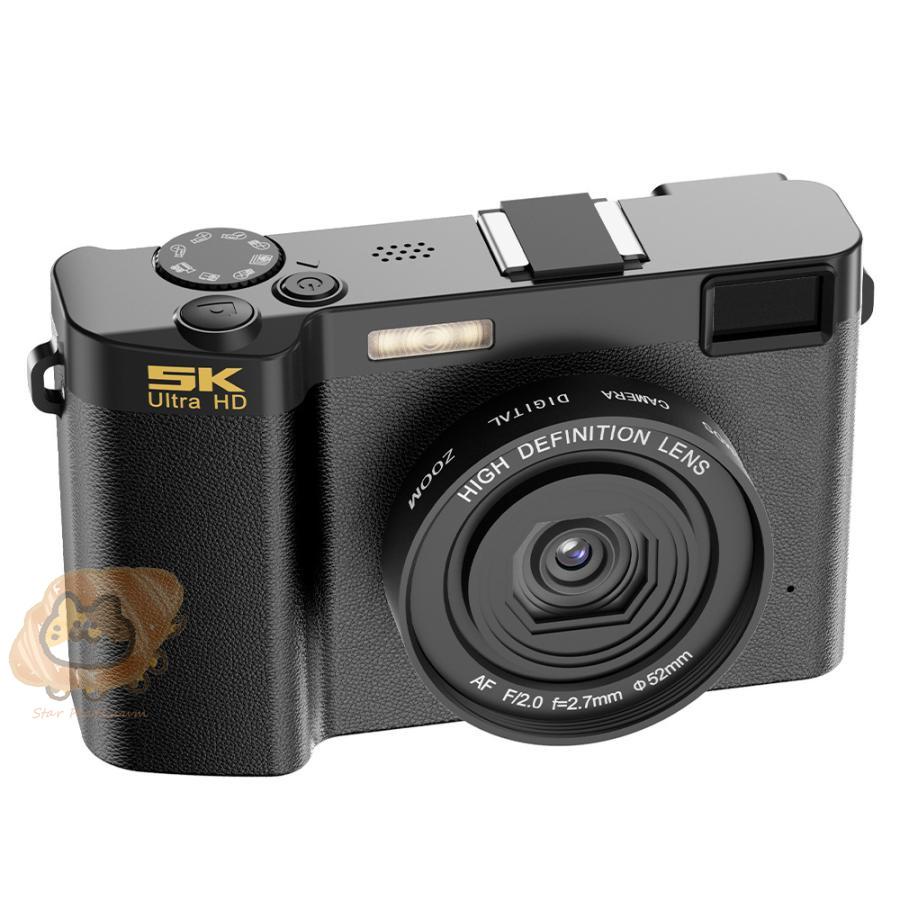 デジタルカメラ デジカメ 5K 6400万画素 高画質 WiFi機能 18倍ズーム 3.0インチ ビデオカメラ オートフォーカス 手振れ補正 自撮り スマホ転送 : Star Platinum ...