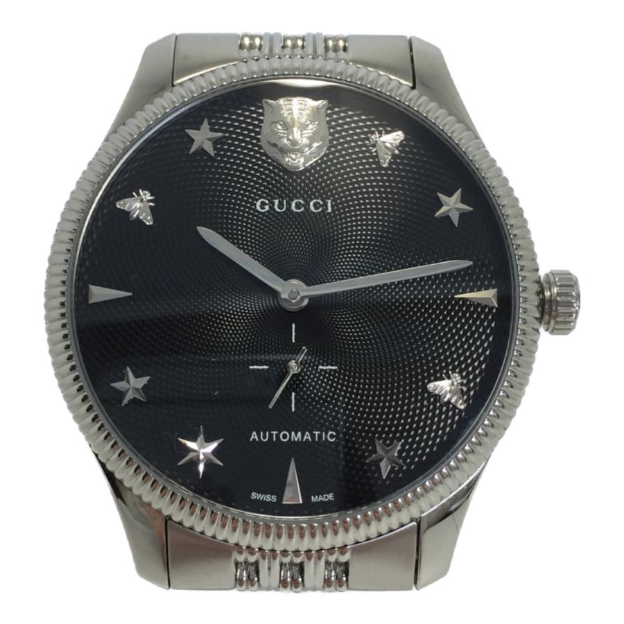 GUCCI（グッチ） Gタイムレス 自動巻 腕時計 126.3 YA126353 箱・コマ付 文字盤ブラック タイガー やや傷や汚れあり ...