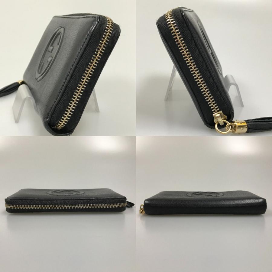 ## GUCCI グッチ ソーホーフリンジラウンドファスナー長財布 インターロッキングG 282413 ブラック 傷や汚れあり ...