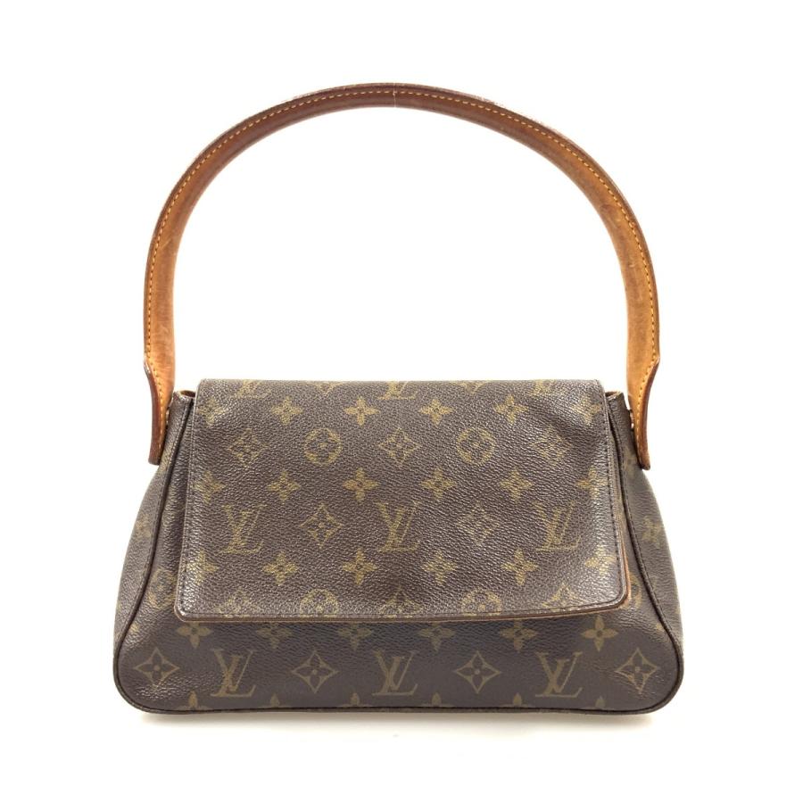 LOUIS VUITTON 〇〇 ルイヴィトン モノグラム ミニ ルーピング セミショルダーバッグ M51147 ブラウン やや傷や汚れあり ...