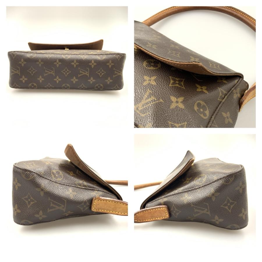 LOUIS VUITTON 〇〇 ルイヴィトン モノグラム ミニ ルーピング セミショルダーバッグ M51147 ブラウン やや傷や汚れあり ...