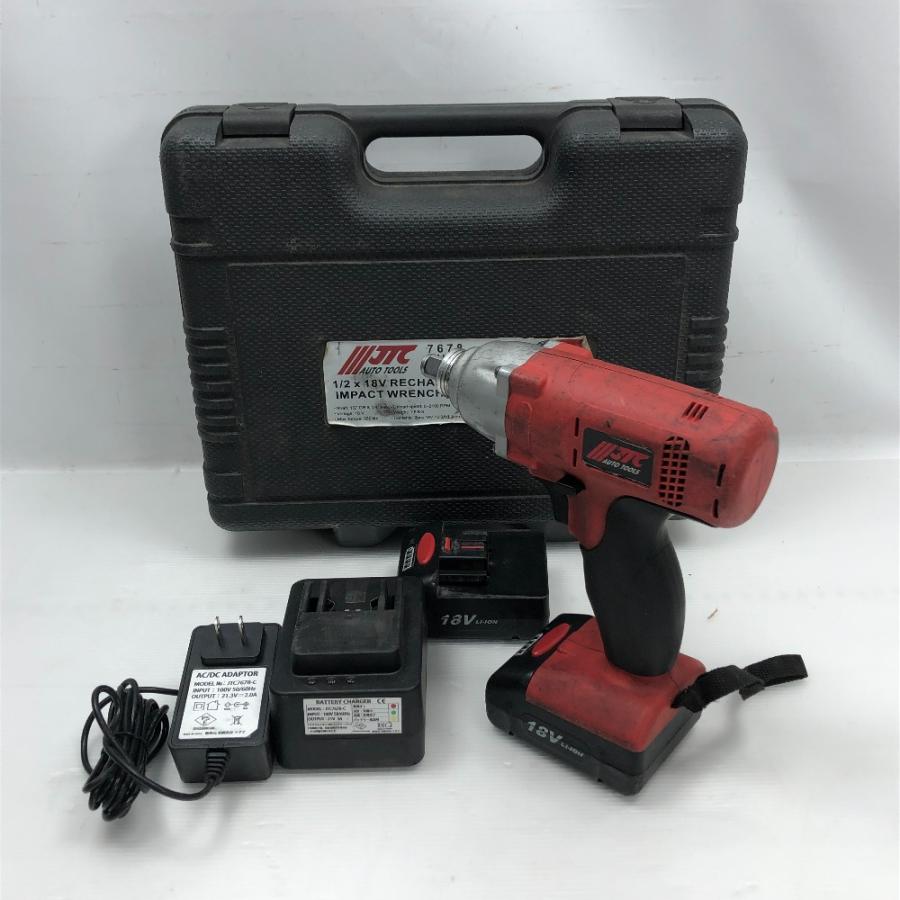 AUTOTOOLS 電動工具 インパクトレンチ 充電器・充電池2個・ケース付 コードレス式 JTC-7678 レッド 傷や汚れあり ...