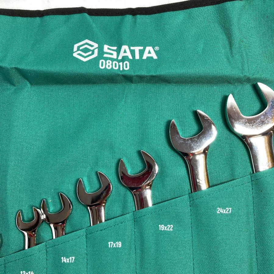 SATA 両口スパナ 10本組 （専用収納ケース付）5.5mm〜32mm 08010 グリーン 目立った傷や汚れなし : リサイクルビッグバン ...