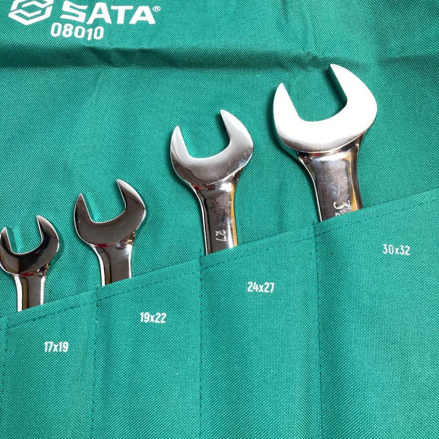 SATA 両口スパナ 10本組 （専用収納ケース付）5.5mm〜32mm 08010 グリーン 目立った傷や汚れなし : リサイクルビッグバン ...