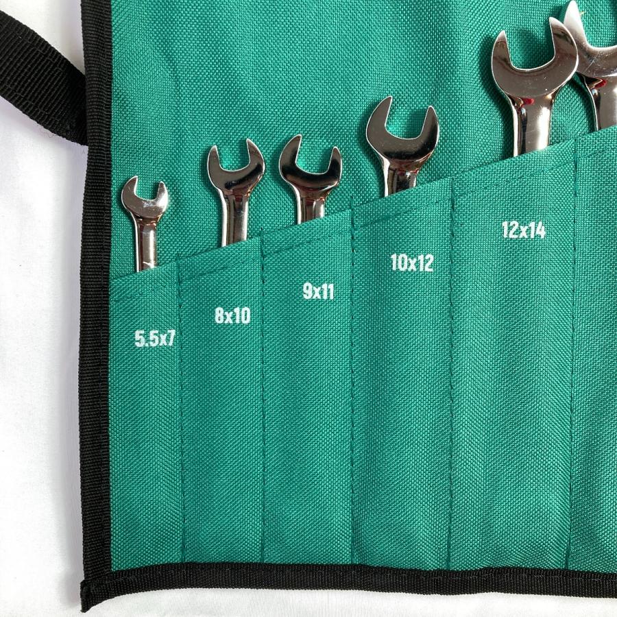 SATA 両口スパナ 10本組 （専用収納ケース付）5.5mm〜32mm 08010 グリーン 目立った傷や汚れなし : リサイクルビッグバン ...