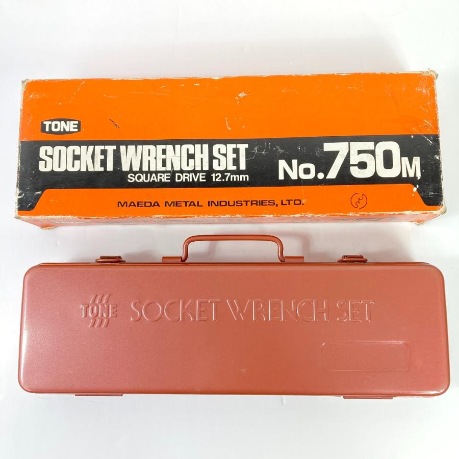 TONE トネ SOCKET WRENCH SET ソケットレンチセット 18点 差込角12.7mm ケース付 750M ブラウン 未使用に ...