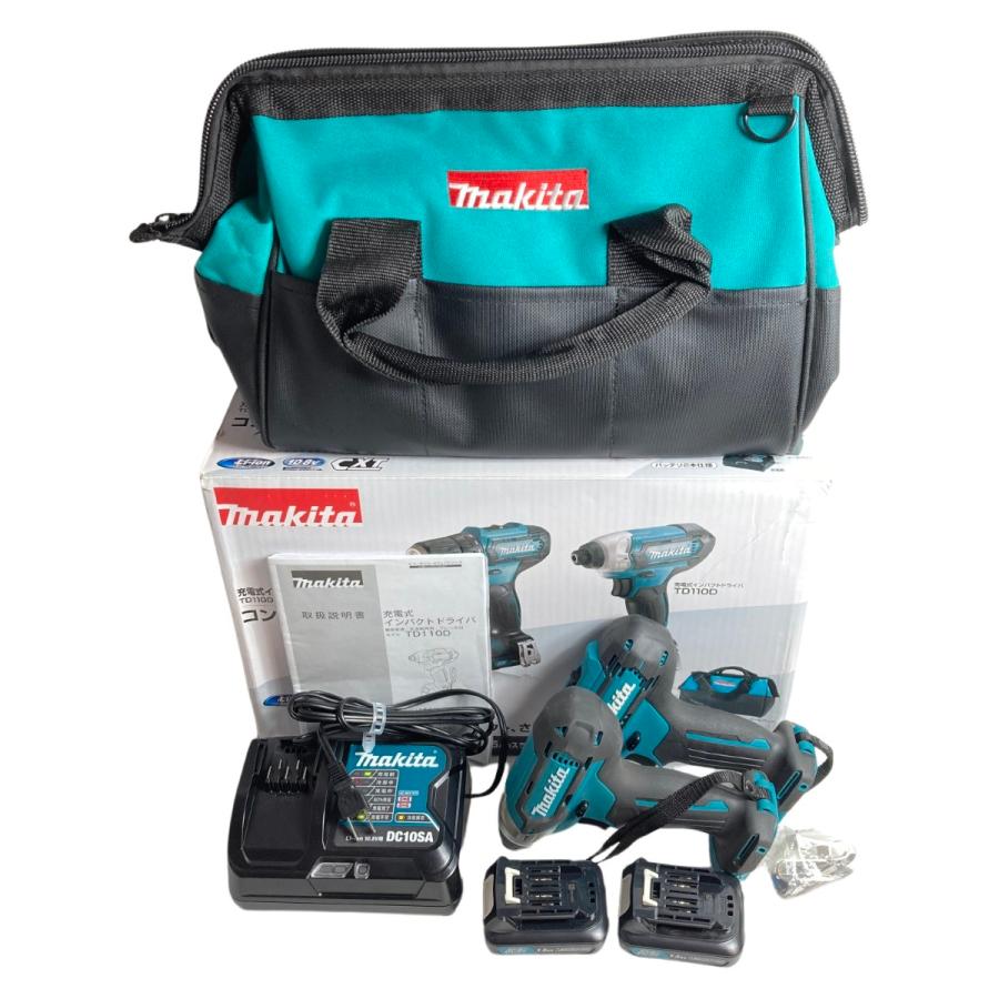 MAKITA マキタ 10.8V コンボキット（インパクトドライバ＆ドライバドリル）(バッテリ2個・充電器・ケース付） CK1009 ブルー 目立った傷や汚れなし : リサイクルビッグバン ...