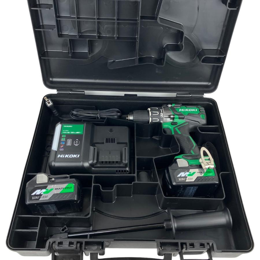 ЗЗ HiKOKI ハイコーキ 13mm 36V 充電式ドライバドリル 充電器 バッテリー×2 ケース付 DS36DA グリーン 目立った傷や ...