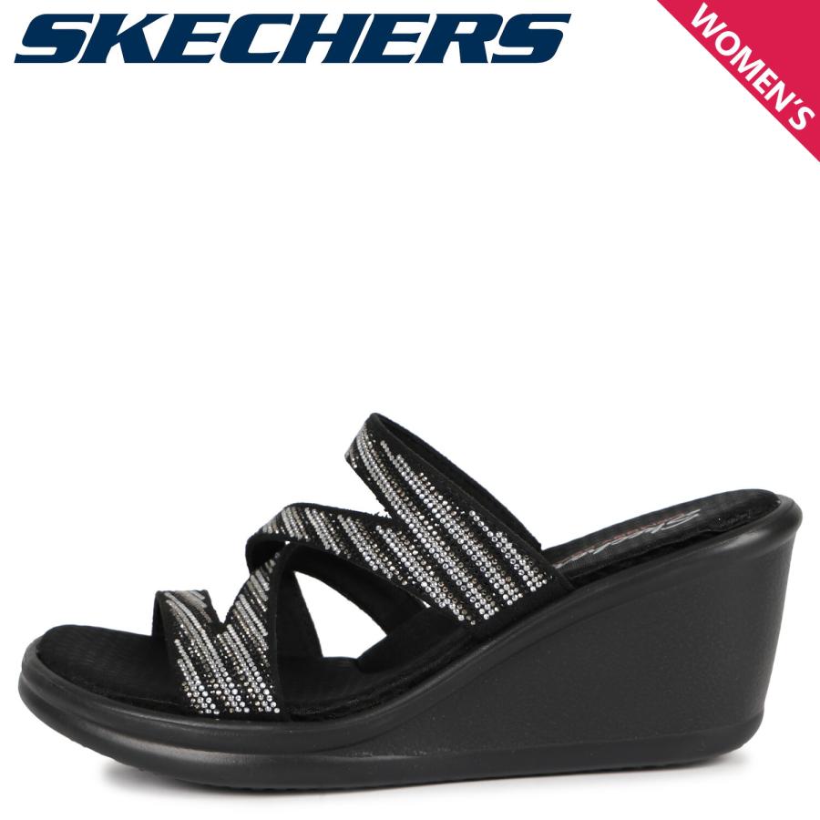SKECHERS スケッチャーズ ウェッジサンダル ランブラーズ レディース RUMBLERS MEGA FLASH ブラック 黒 32925 ...