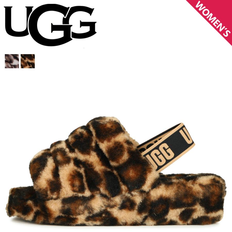 UGG アグ サンダル レディース ファー フラッフ イヤー スライド FLUFF YEAH SLIDE PANTHER PRINT 1120903 : inglewood Beauty ...