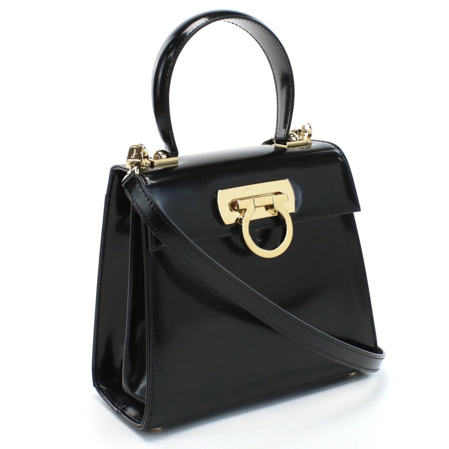 フェラガモ FERRAGAMO ハンドバッグ ブランド ガンチーニ 21-2193 0749021 NERO ブラック bag-01 ...