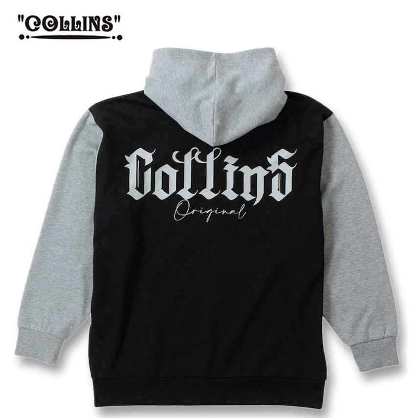 大きいサイズ メンズ COLLINS 裏起毛 配色 フルジップパーカー+半袖T
