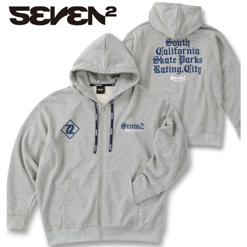 大きいサイズ SEVEN2 裏毛フルジップパーカー 3L 4L 5L 6L 8L ブラック　サイドポケット　プリント　裏毛 ラッピング可 送料無料 即日発送 SEVEN2（セブンツー） 大きいサイズ メンズ 裏毛 フルジップ パーカー