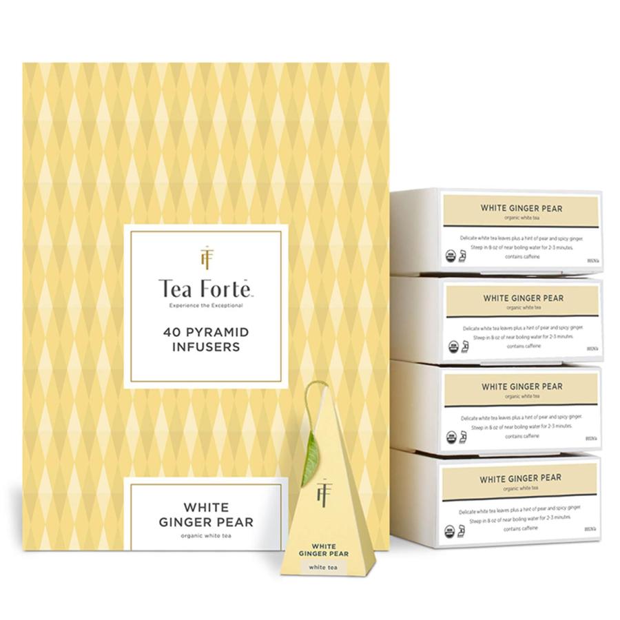 Tea Forte WHITE GINGER PEAR（ホワイトジンジャーペア） ティーバッグ40個 紅茶の美術品 ホワイトティー : ビッグ ...