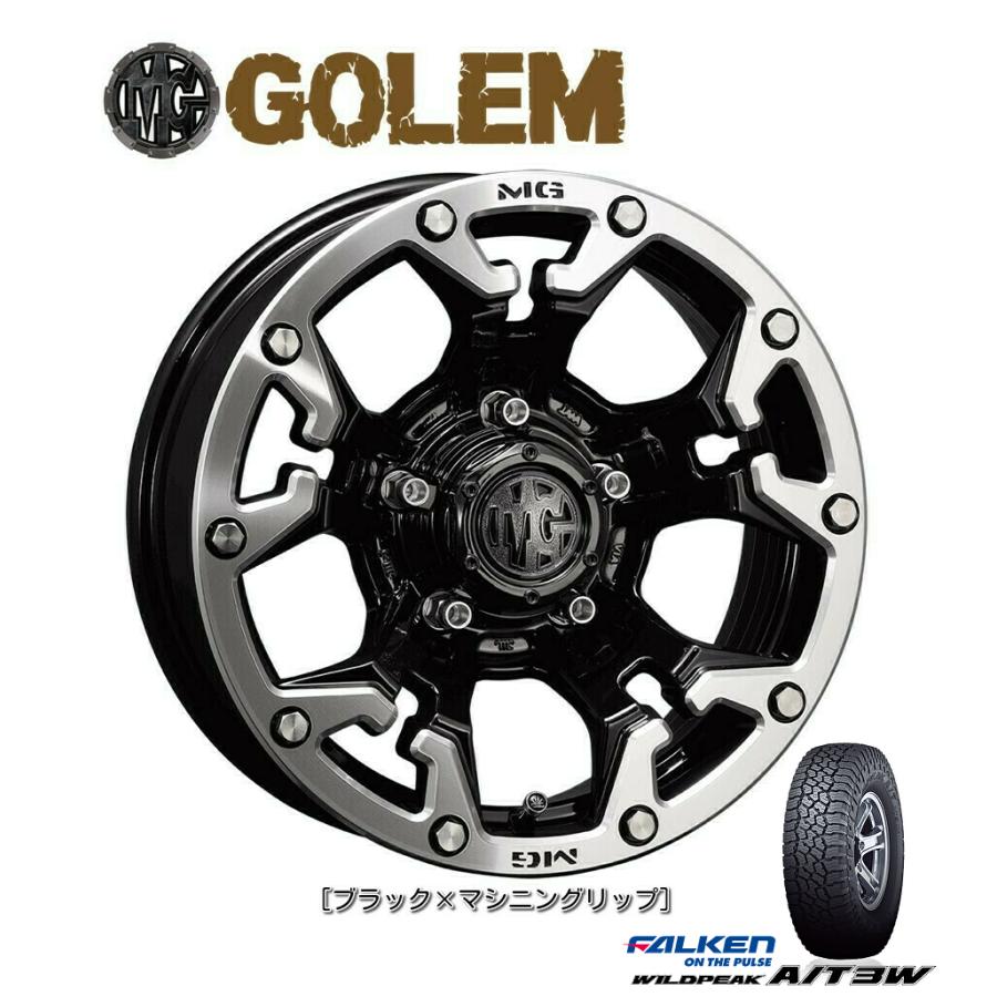 CRIMSON MG GOLEM クリムソン ゴーレム ジムニー 5.5J-16 +20 5H139.7 ブラックxマシニングリップ & ファルケン ワイルドピーク A/T3W 225 ...