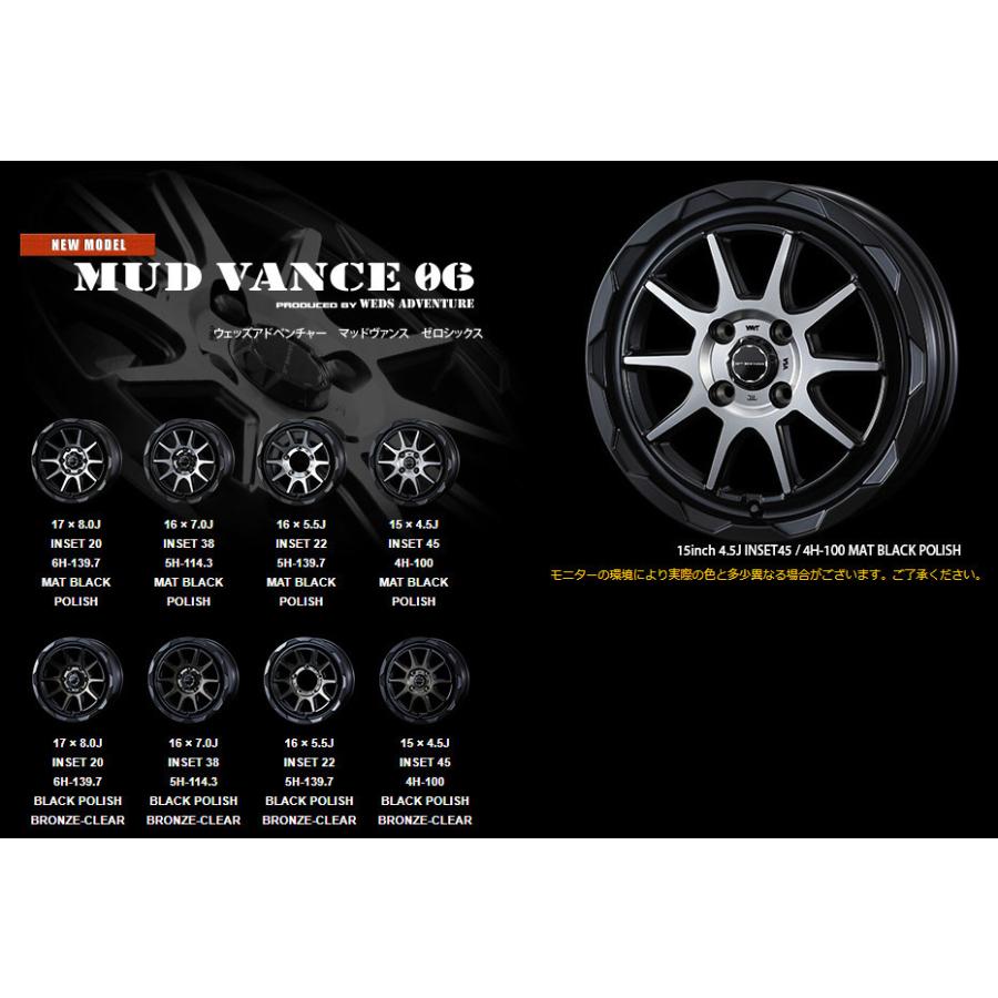 WEDS MUDVANCE 06 ウェッズ マッドヴァンス ゼロシックス 軽トラック 4.0J-12 +40 4H100 ブラックポリッシュブロンズクリア お得な4本SET 送料無料 ...