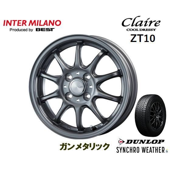 ダンロップ SYNCHRO WEATHER 165/55R15 75H オールシーズンタイヤ & BEST CLAIRE クレール ZT10 4.5J-15 +45 4H100 ガンメタリック ...