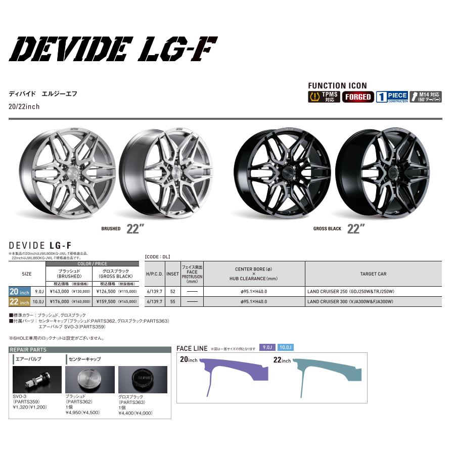 SSR DEVIDE LG-F ディバイド エルジーエフ ランクル300 ランクル250 9.0J-20 +52 6H139.7 グロスブラック 鍛造 1本価格 2本以上ご注文にて送料無料 ...