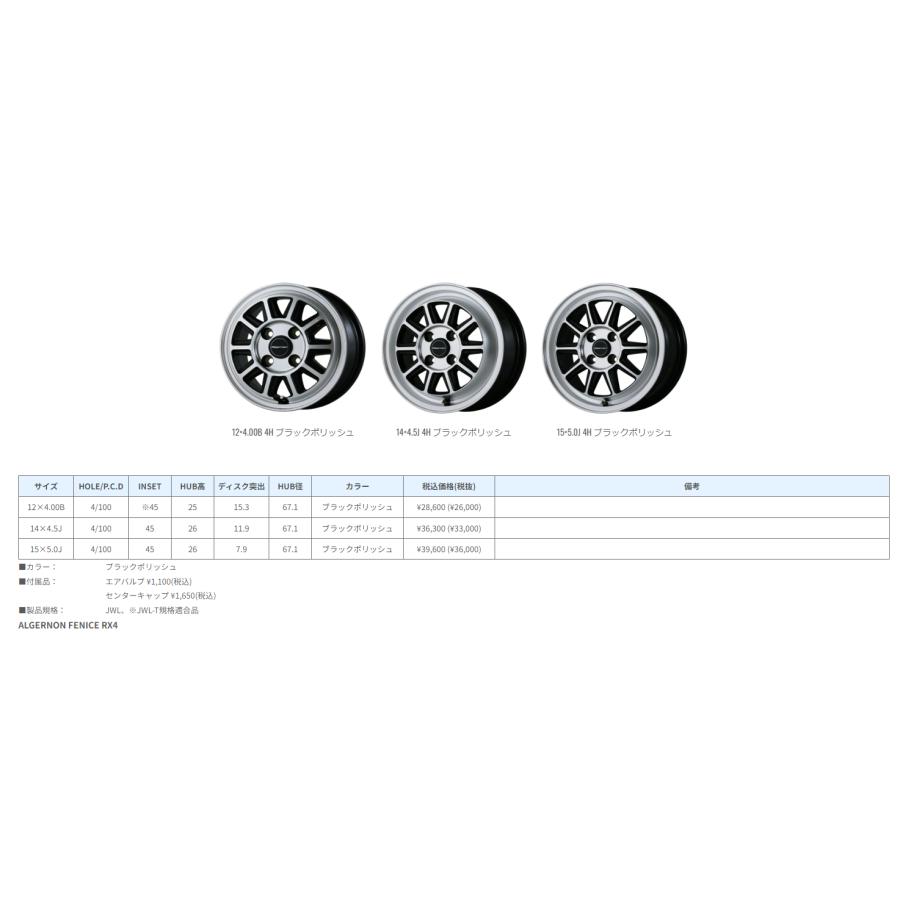 ドゥオール DOALL Fenice RX4 フェニーチェ アールエックスフォー 軽トラック 軽バン 4.0J-12 +45 4H100 ブラックポリッシュ 1本価格 2本以上ご注文にて送料 ...