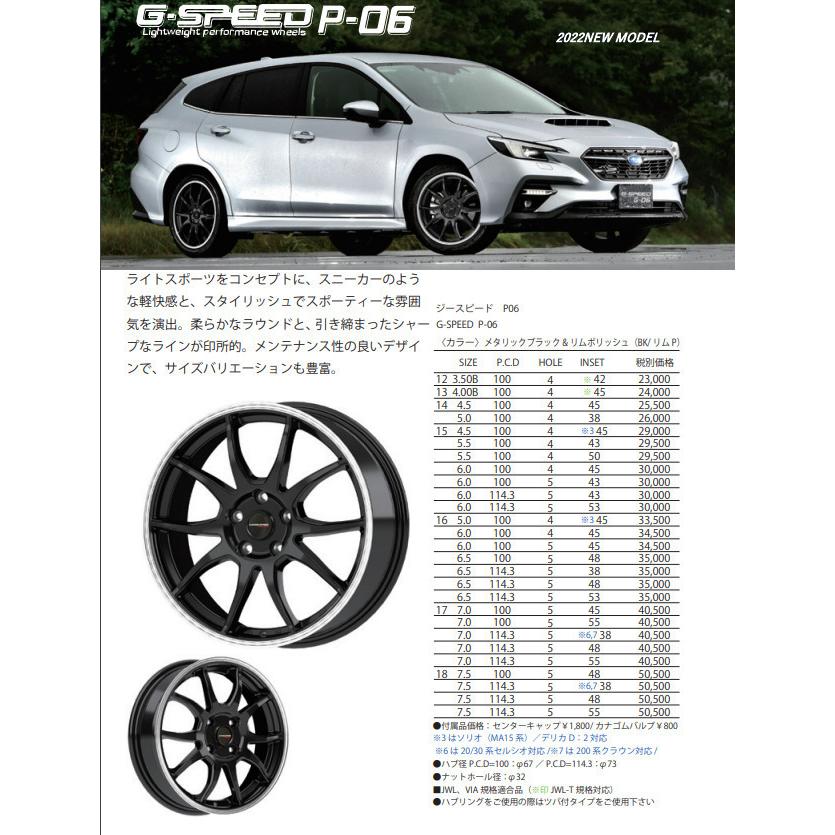 ホットスタッフ G SPEED P-06 ジースピード P06 軽自動車 4.5J-14 +45 4H100 メタリックブラック&リムポリッシュ 1本価格 2本以上ご注文にて送料無料 : g ...