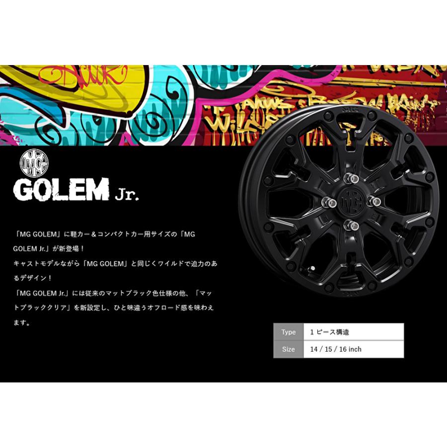 CRIMSON MG GOLEM Jr. クリムソン エムジー ゴーレム ジュニア 軽自動車 4.5J-14 +43 4H100 マットブラック 4本セット 送料無料 :GOLEM-Jr ...