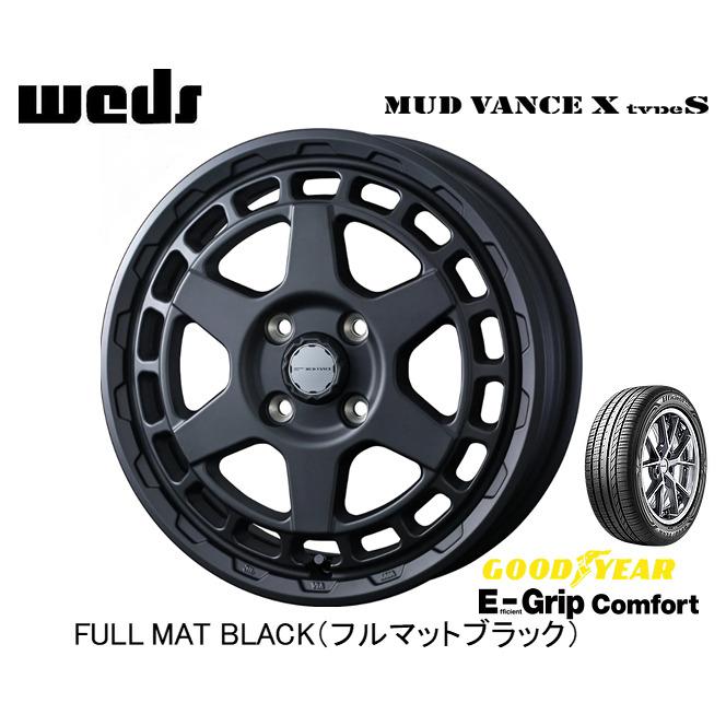 WEDS ADVENTURE MUDVANCE X Type S タイプ エス 軽自動車 4.5J-14 +45 4H100 フルマットブラック & グッドイヤー E-Grip コンフォート ...