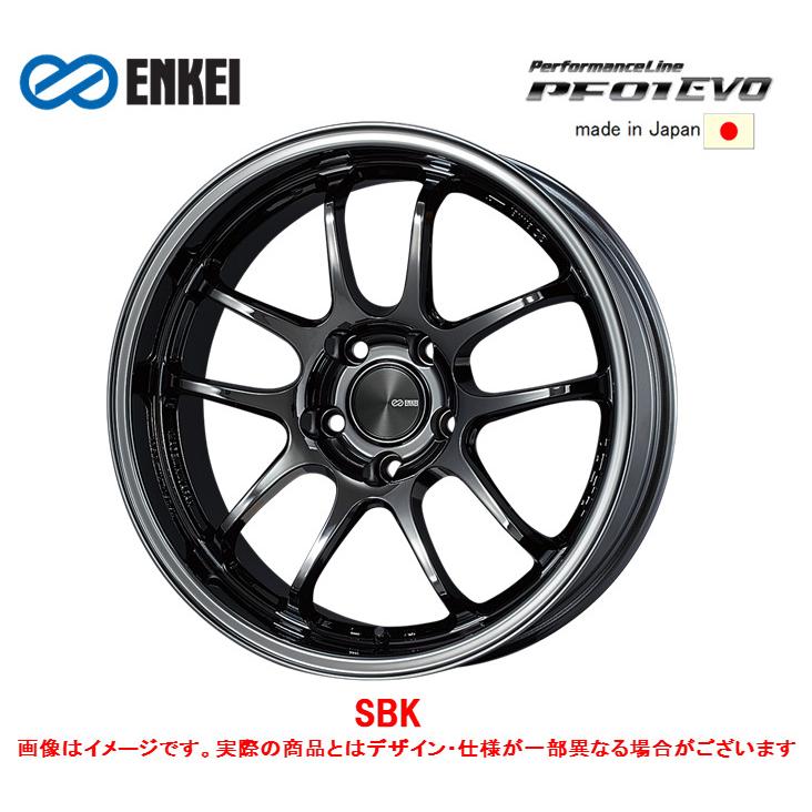 ENKEI Performance Line エンケイパフォーマンス ライン PF01 EVO 9.5J-18 ±0/+12/+22/+35/+45 5H114.3 SBK 4本セット 送料 ...